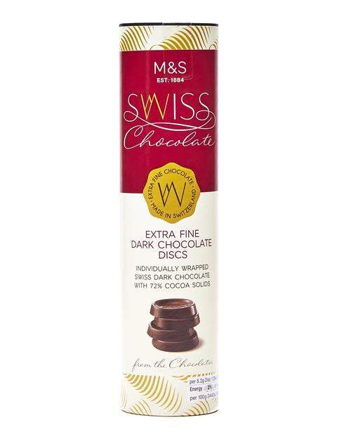 M&S Swiss Extra Fine Dark Chocolate Discs 115g x1 Marks and Spencer 72% ...