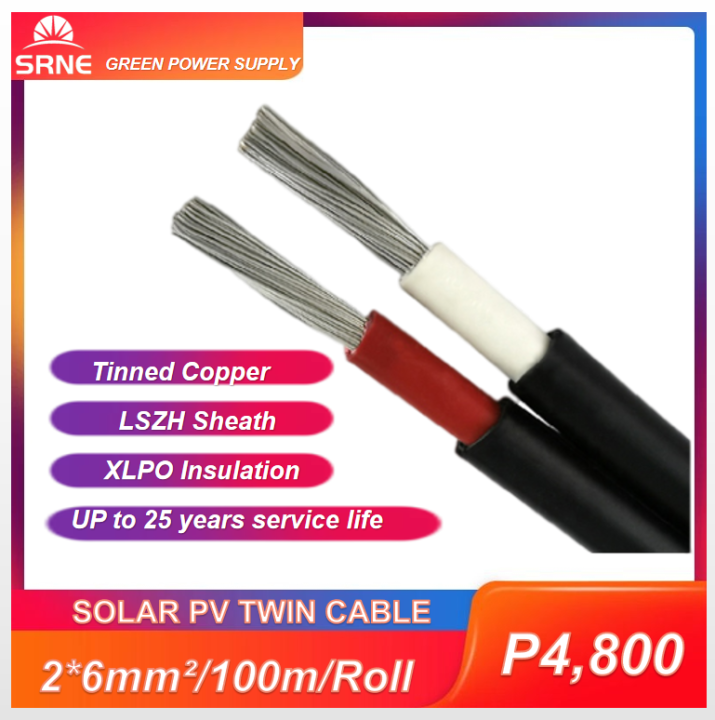 Solar PV Cable single core 1*6mm²/ Twin Core 2*6mm²/100m/Roll/Cables ...