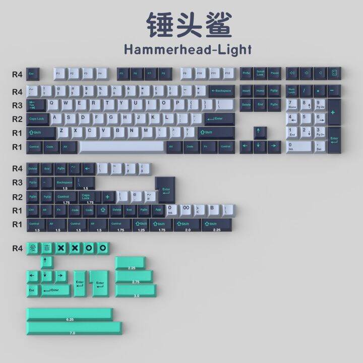 173 Keys/set GMK Hammerhead Light Keycaps ABS Double Shot Keycap Cherry ...