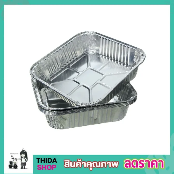 ถาดฟอยล์ ทรงกลม 5 ชิ้น Aluminium Foil Container ขนาด 22x22x5cm ถาดฟรอย ...