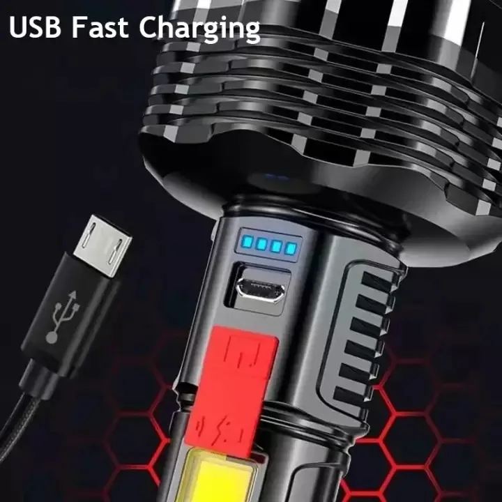 High power led flashlights 9LED USB Rechargeable Powerful flashlight ...