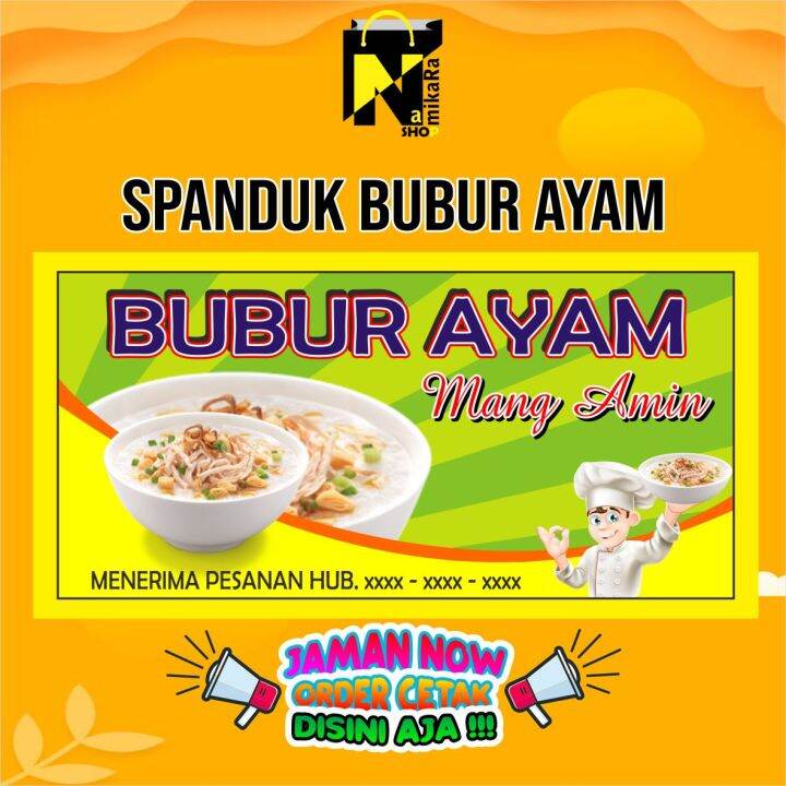 SPANDUK BANNER Bubur Ayam ukuran 175x75 CM / Banner Bubur Ayam / Bisa ...