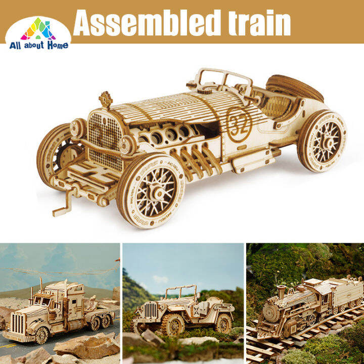 ABH 3D Wooden Puzzle Train Model DIY Wooden Train Toy Mechanical train model kit | Lazada