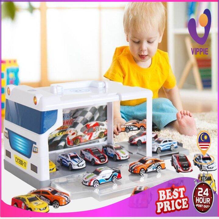 VIPPIE Alloy Sliding Car Children's Parking Lot Toy Storage Box Set ...