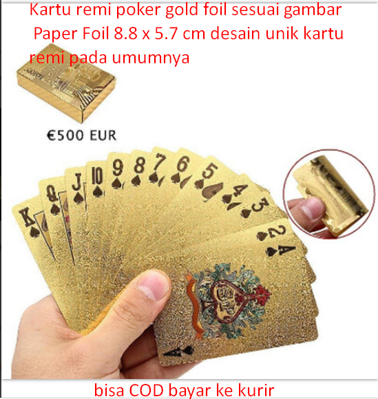 Kartu remi poker gold foil sesuai gambar Paper Foil 8.8 x 5.7 cm desain unik kartu remi pada ...
