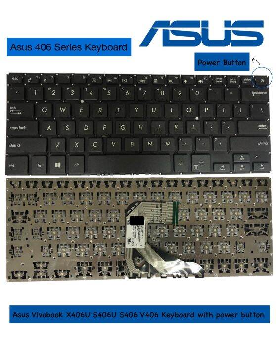 ASUS VIVOBOOK X406 X406U S406 S406U V406 KEYBOARD WITH POWER BUTTON ...