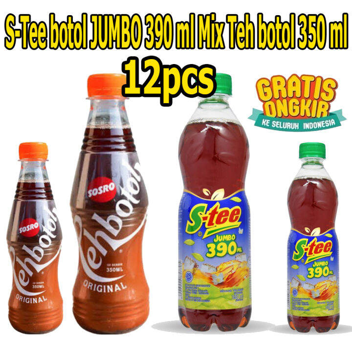 Teh Botol Soso 350 ml Mix Teh S-tee Botol 390 ml Kemasan JUMBO 1 Dus ...