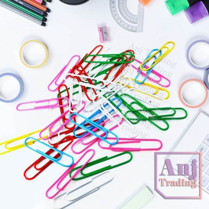 Paper Clips, 100Pcs 33mm Paper Clips, Assorted Colored Coated Jumbo ...