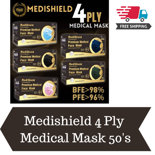 (Genuine MDA Certified) Medishield 4 Ply Medical Mask 50's (10.10 Sales ...