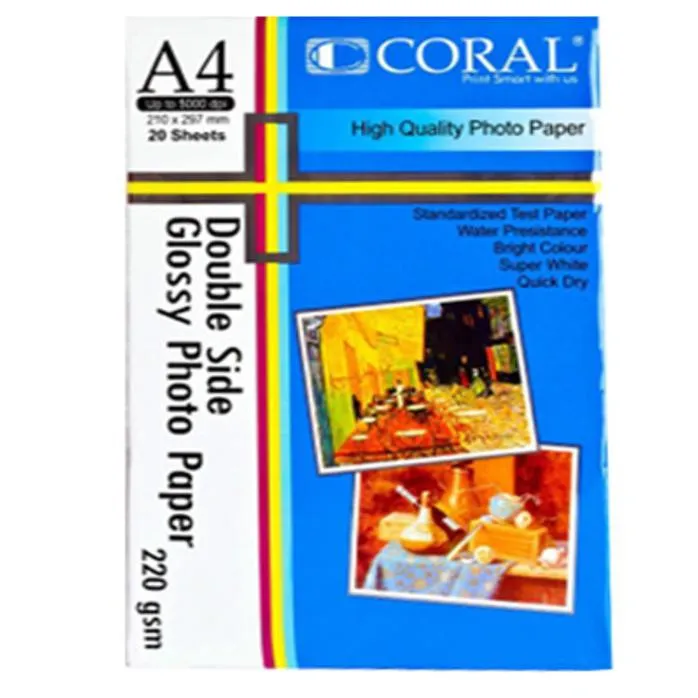 Kertas photo double side Glossy /Coral Glossy Photo Paper A4 220 gsm ...