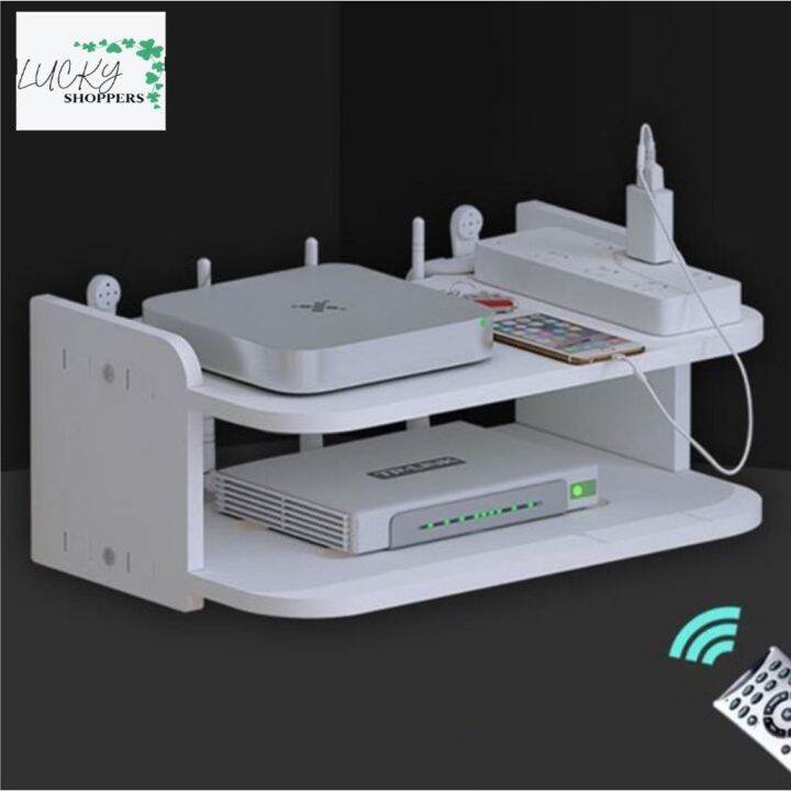 Wall set top box rack pching living room TV router storage box wall ...