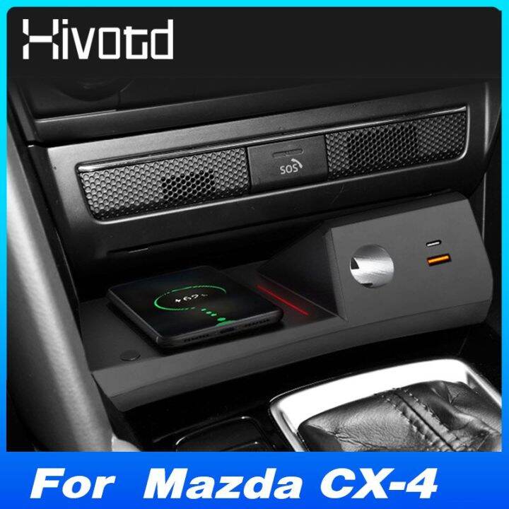 15W QI Car Wireless Charging Mobbile Phone Fast Charger Panel Decoration Parts For Mazda CX-4 ...