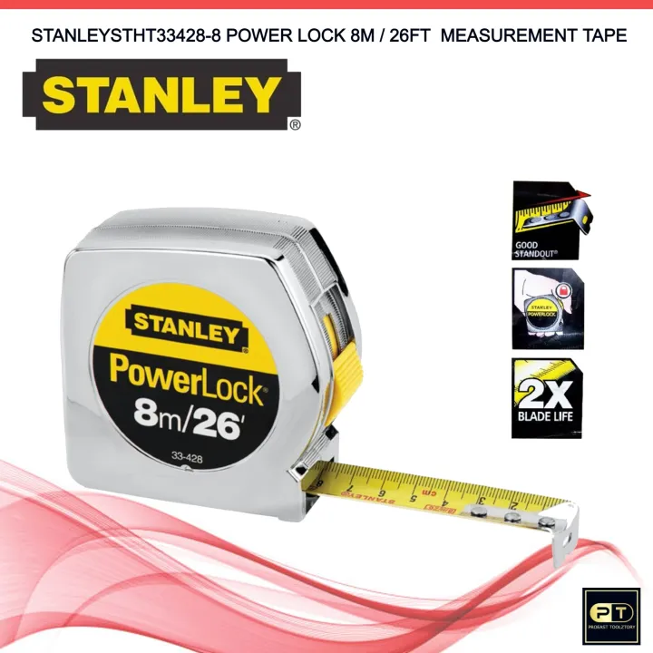 Stanley 33428 8m/26' PowerLock Chrome Measuring Tape | Lazada