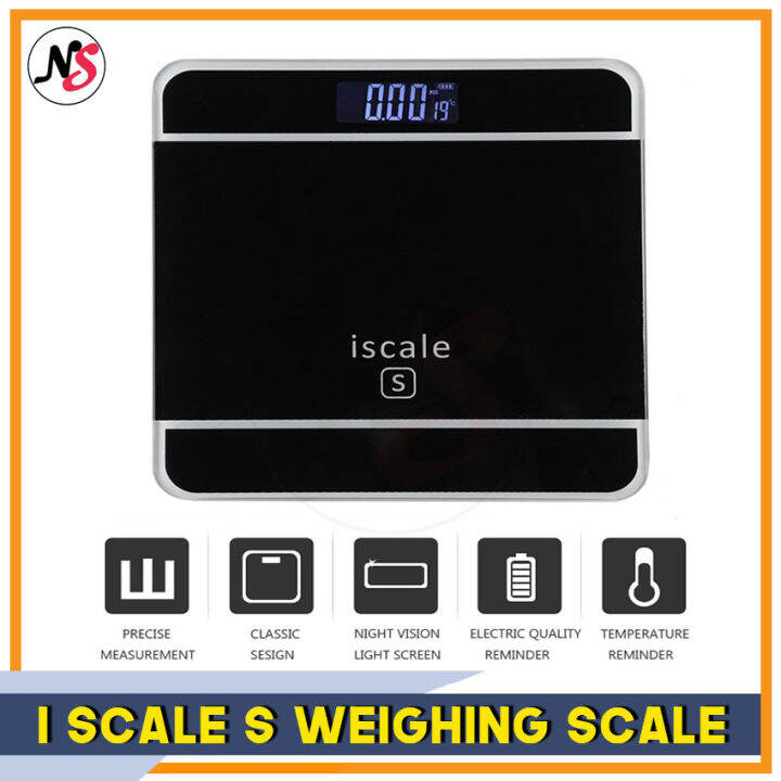 Iscale S Digital Lcd Electronic Tempered Glass Bathroom Weighing Scale