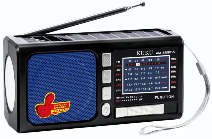 AM-255BT-S Solar Powered Radio With Flashlight, MP3, Bluetooth, USB ...