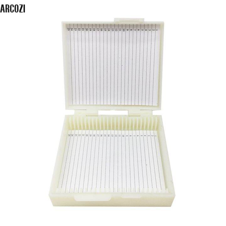 ARCOZI Microscope Slides Box 25 Places Slide Case Wood Pad Plastic ...