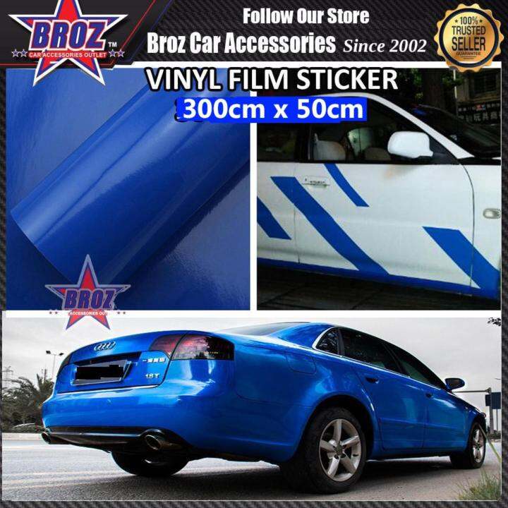 300cm x 50cm Shining Blue Vinyl Film Car Sticker Wrap | Lazada