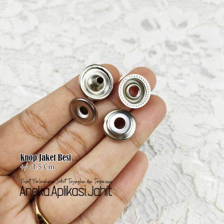 1 LUSIN (12 SET) KANCING KNOP BESI & PLASTIK 1.5 CM / KANCING KNOP ...