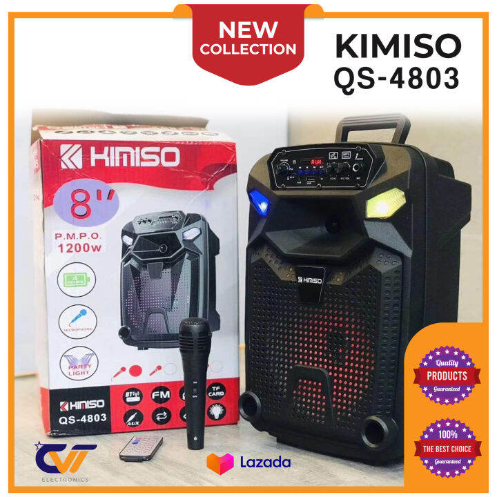 KIMISO QS-4803 8"inch LED PORTABLE KARAOKE SPEAKER BLUETOOTH WIRELESS ...