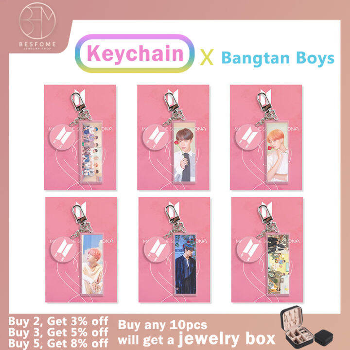 BESFOME KOP BTS Acrylic PVC Rectangular Keychain Pendant Bangtan Boys Same Periphery Key Ring ...