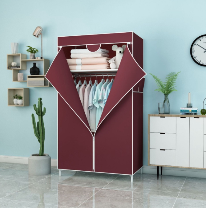Home Folding Wardrobe Cabinet with Zipper Closet Cabinet Simple ...