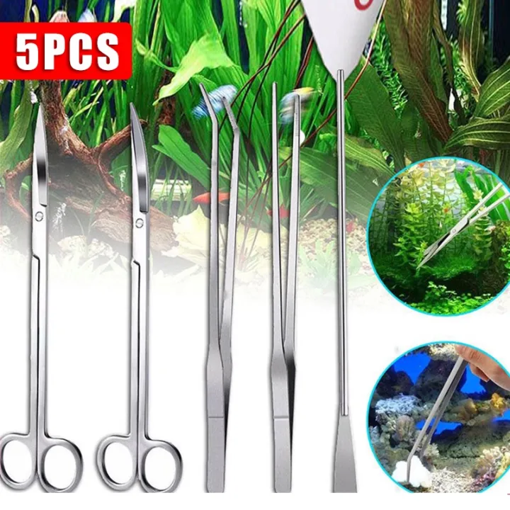 3/4/5 Piece Aquarium Tool Kit Maintenance Tool Set Aquatic Plant Long ...