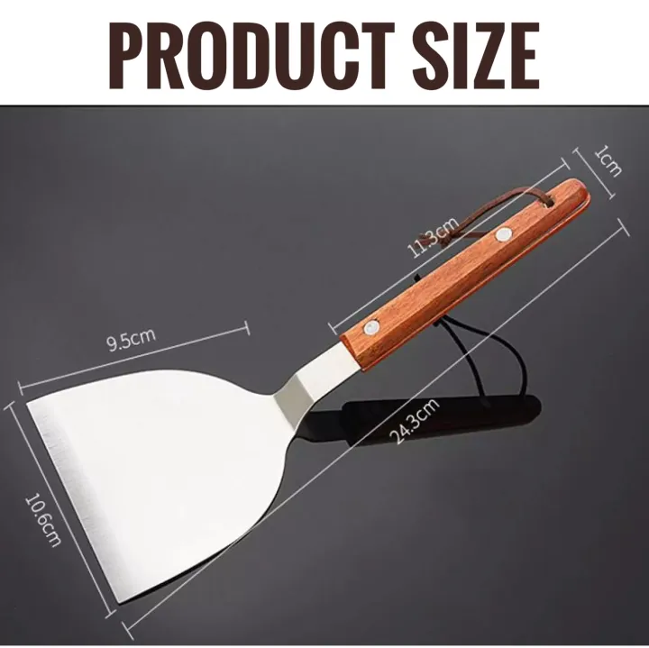 Stainless Steel Burger Leakage Turners with Wood Handle Shovel Pancake ...