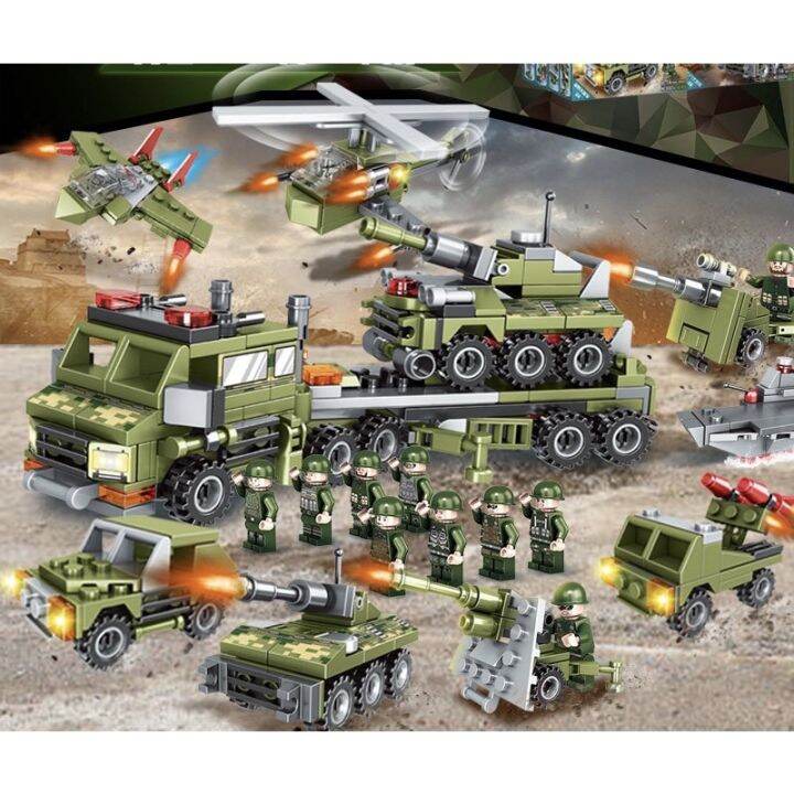 Bộ xếp hình Lego tiểu đội xe tank , Lego trực thăng , Lego máy bay ...