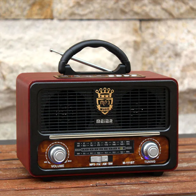 Retro Radio Wireless Bluetooth Portable Wooden Outdoor HIFI Speaker FM ...
