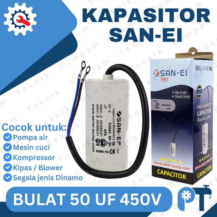 KAPASITOR 50UF 450V SANEI BULAT CAPACITOR SAN-EI 50 UF 450 VOLT KONDENSOR 50 MIKRO | Lazada ...