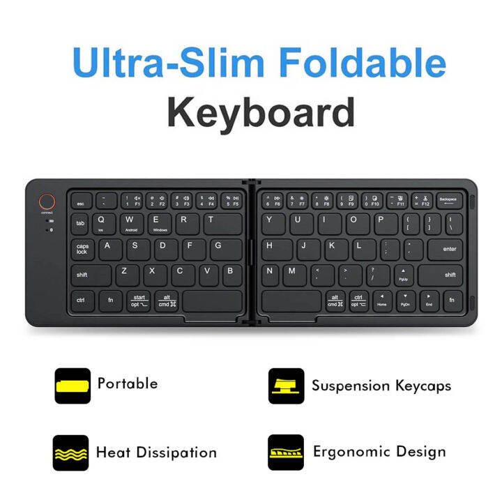 11 inch Foldable Keyboard Portable Bluetooth USB-C Rechargeable Ultra ...