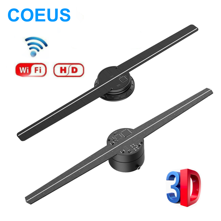 COEUS 3D Fan Hologram Projector 42cm 2 fan Blade Wall-mounted Wifi Led Luminous Lamp 224 LED Fan ...