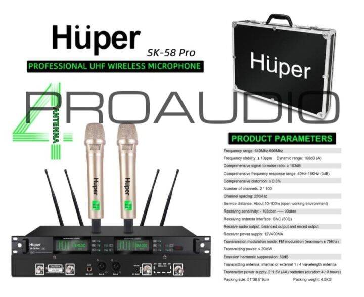 Mic Wireless HUPER SK 58 PRO SK-58 PRO SK58 PRO Original 2 Mic Handle ...