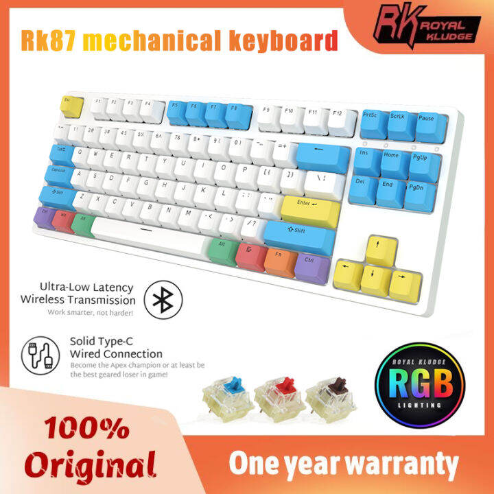 Royal Kludge RK87 Tri-Mode Bluetooth 2.4G 87 Keys Mechanical Keyboard ...
