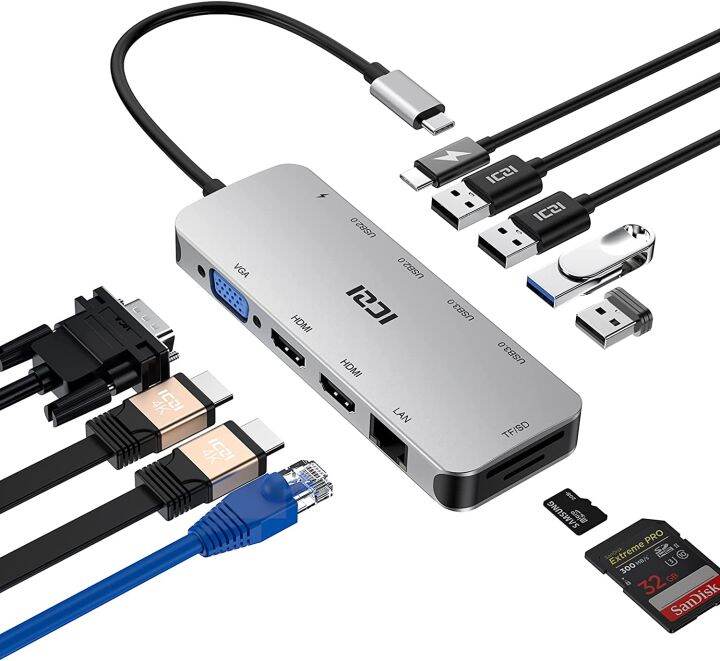 Dual HDMI Docking Station ICZI USB C Hub 11-in-1 USB C Multiport ... Dual HDMI Docking Station ICZI USB C Hub 11-in-1 USB C Multiport ...