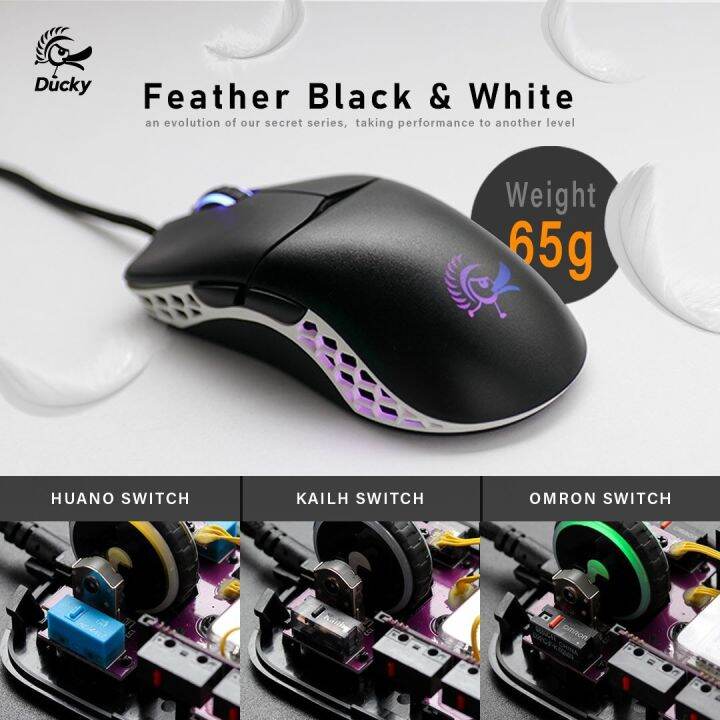 # Ducky Feather Black & White Mouse # Omron Switch / Huano Switch ...
