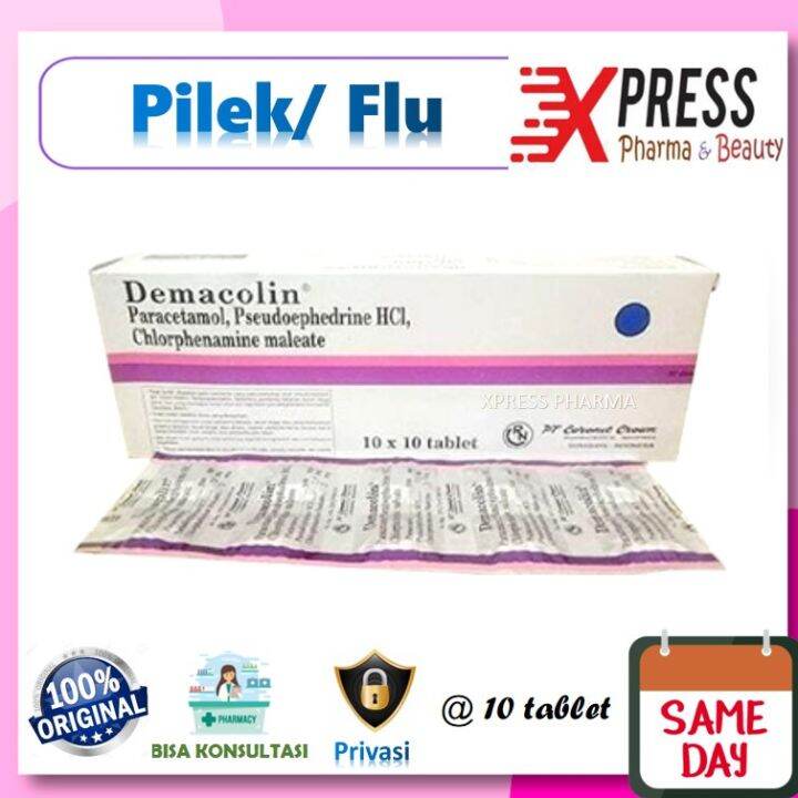 ⚡XPRESS⚡ DEMACOLIN TABLET Strip Isi 10 tablet Obat Batuk Pilek Flu ...