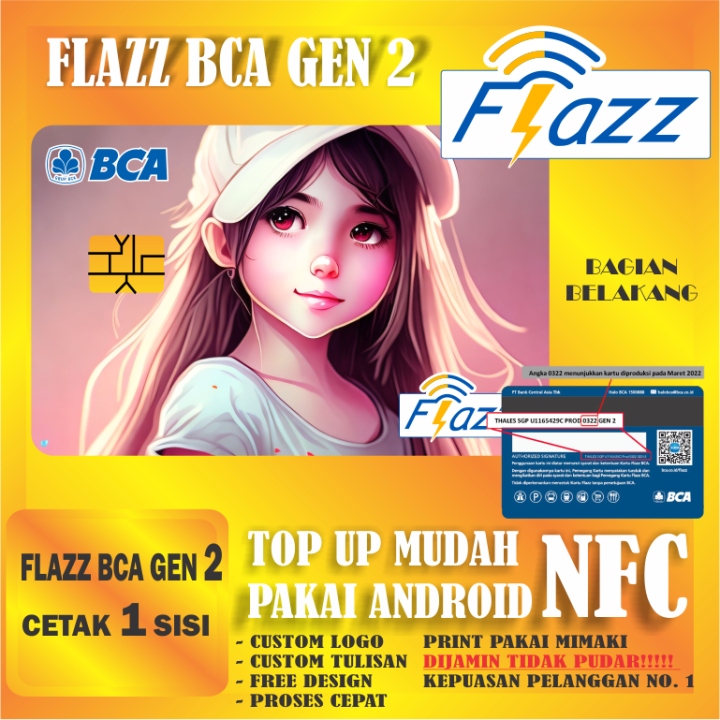 KARTU FLAZZ BCA GEN 2 CETAK 1 SISI CUSTOM GAMBAR 6 | Lazada Indonesia