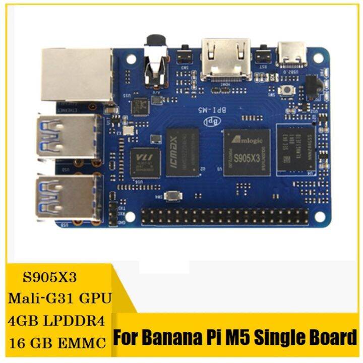 For Banana Pi BPi-M5 Development Board 4GB Amlogic S905X3 Quad-Core Processor 16GB EMMC Flash ...