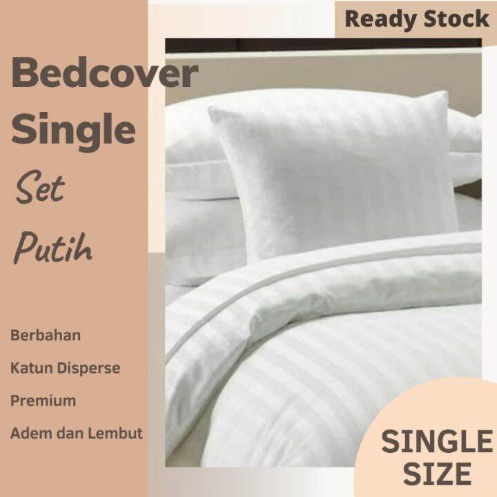 Bedcover Single Putih set 120x200 100x200 90x200 Badcover Sprei Hotel ...