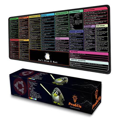 ProbTis 90x40cm Linux Commands Line Mouse Pad Shortcuts Cheat Sheet to ...