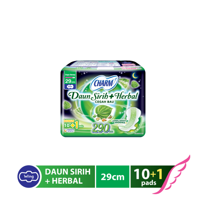 CHARM Pembalut Daun Sirih + Herbal 29cm Wing 10+1P | Lazada Indonesia