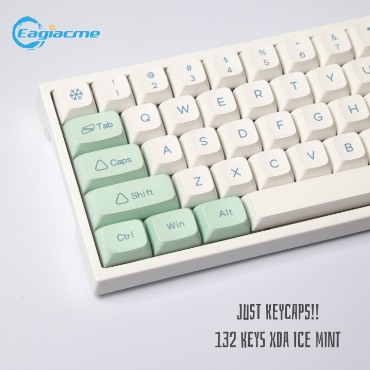 XDA 132 Keys PBT Dye Sub Keycaps XDA Minimalist Green Ice Mint For Mx ...
