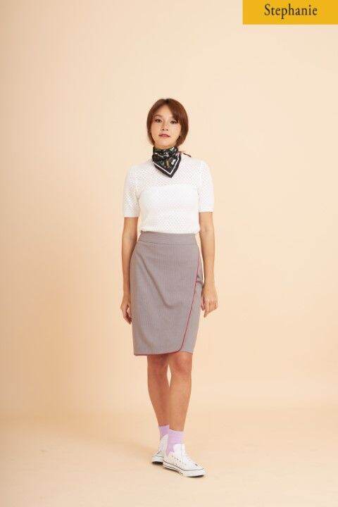 STEPHANIE BASIC SKIRT กระโปรงทรงเบสิค ความยาวระดับมาตรฐาน (OWK03GY) | Lazada.co.th