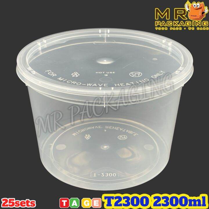 2300ml Round Container with lid ( 25sets± ) 2300 ml Disposable Plastic ...
