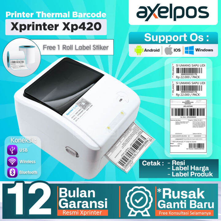Printer Thermal Barcode Label A6 Usb Bluetooth Wifi Xprinter Xp420B | Lazada Indonesia