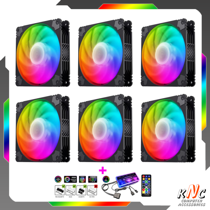 Bộ 6 Quạt Tản Nhiệt Fan Led RGB B1 Kích Thước 12cm Đồng Bộ Màu Hub ...