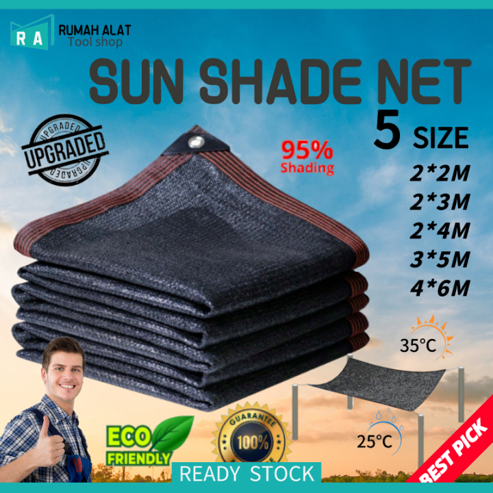 Sun Shade Net Outdoor Anti-UV Awnings Jaring Hitam AppleGreen Orchid ...