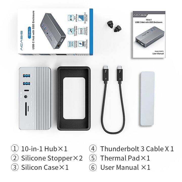Acasis 10 In 1แท่นวางมือถือ USB Type C ฮับ3.1เป็น HDMI เข้ากันได้กับ ...