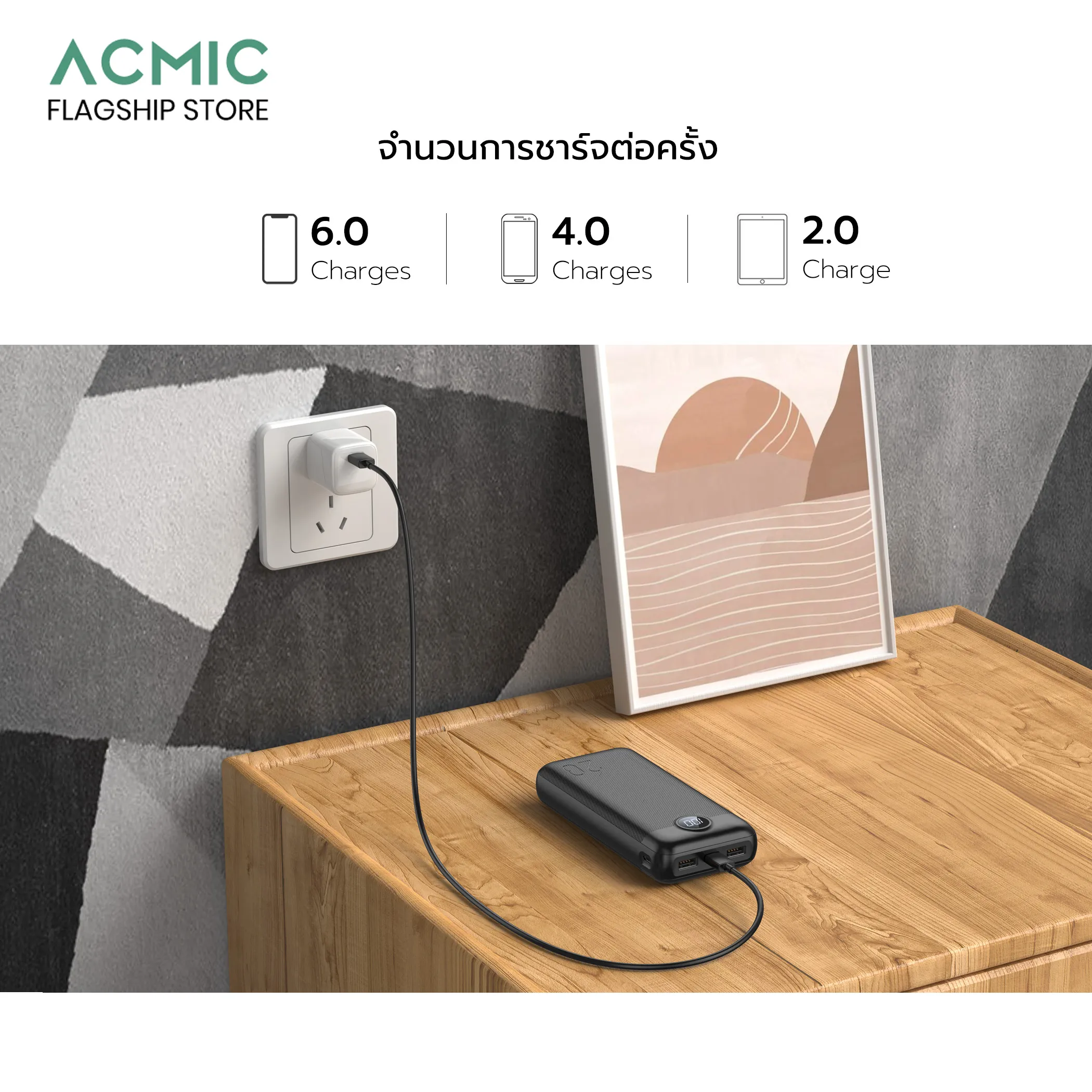 ACMIC A21PRO Powerbank 20000 mAh พาวเวอร์แบงค์ ความจุเยอะ จอ LED ...